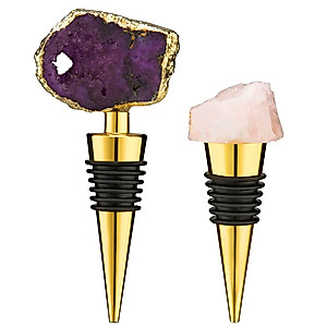 Klarity Reusable Wine Bottle Stoppers - Decorative Gem Wine Stopper For Champagne, Red Wine - Reusable Elegant Crystal Saver Topper For Liquor - Natural Stone, Silicone Seal - For 14-20mm Bottle Mouth