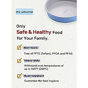 LeGourmet Nonstick Round Cake Pan 9 Inch, Ceramic Coating, Non-Toxic, Rust Resistant Aluminized Steel, Perfect Circle Baking Dish for Pie, Brownie, Tart - Cyan