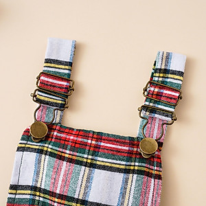 Mubineo Baby Girl Christmas Clothes Plaid Outfits Long Sleeve Romper Overall Skirt Dress Cute Newborn Outfit (Green Red White Plaid, 18-24 Months)