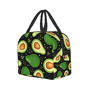 carati Avocado Fruit Lunch Bag, Oxford Cloth, Aluminum, Unisex, Waterproof, Reusable, 8x5 Inch