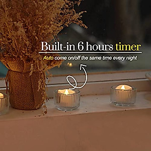 Amagic Flameless Votive Candles with Timer, 12 Pack Battery Operated LED Tea Lights in Warm White for Wedding,Table,Festival Celebration,Halloween,Christmas Decorations