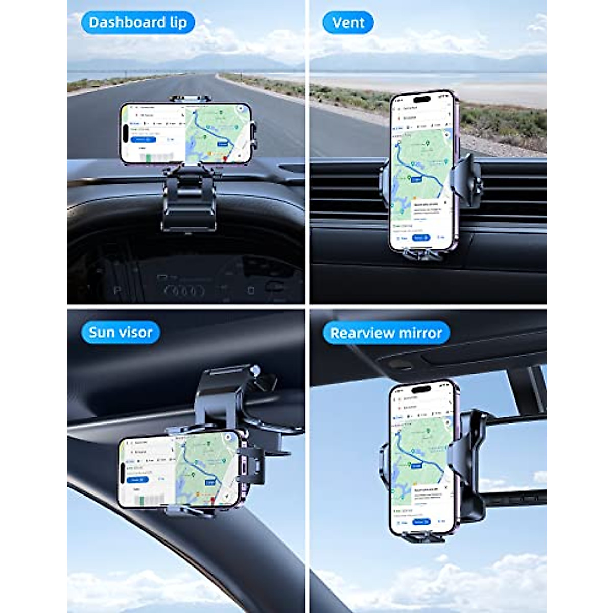 VICSEED Phone Mount for Car [Lifesaver to Keep Eyes on Road] Car Phone Mount in Front of Steering Wheel, Never Get Distracted Car Phone Holder Mount, Grip on Dashboard Car Mount for iPhone & Android
