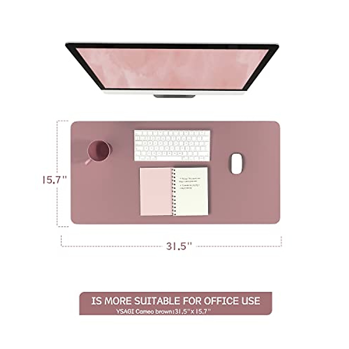 Non-Slip Desk Pad,Mouse Pad,Waterproof PVC Leather Desk Table Protector,Ultra Thin Large Desk Blotter, Easy Clean Laptop Desk Writing Mat for Office Work/Home/Decor(Dark Pink, 31.5" x 15.7")