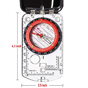 Sighting Compass Mirror Adjustable Declination - Boy Scout Compass Survival Camping | Base Plate Compass Kids Navigation | Orienteering Compass Hiking Map Read Military Compass Backpacking Clinometers