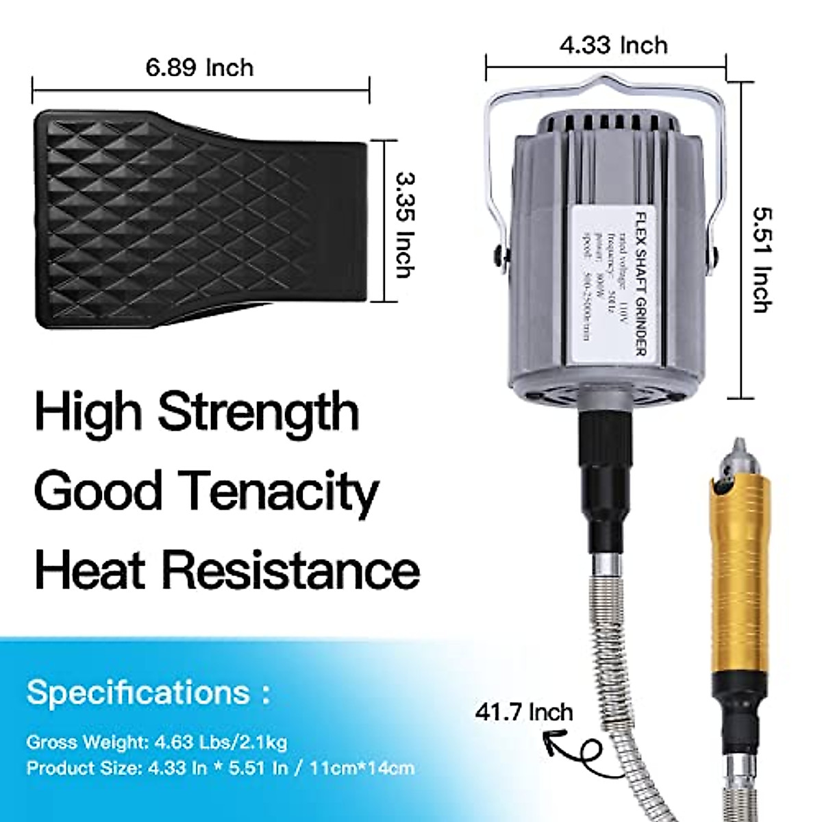 800W Flex Shaft Rotary Tool Electric Hanging Grinder Carver,Electric Multi-function Metalworking Tools Repair Kit,Foot Pedal Control,Metal Flexible Shaft,Suitable for Carving, Buffing, 23000 RPM