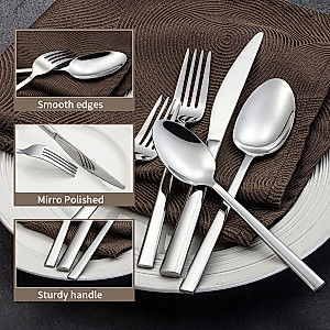 20-Piece Silverware Set Stainless Steel Flatware Set, Mirror Polished Eating Utensils Set for 4, Include Fork Spoon Knife, Dishwasher Safe(silver)