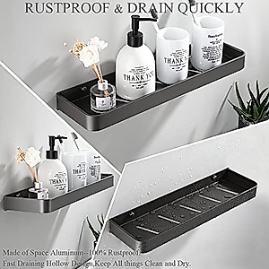 IUKPPTUI Bathroom Shelf Wall Mounted Decor Shower Rack Cosmetics Organizer Aluminium Floating Shelves for Kitchen Storage Black