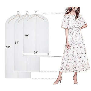 Kntiwiwo Garment Bags Dress Bag for Storage 60 inches Dust-Proof Suit Protector Cover Bag with Zipper for Long Dresses, Suit, Coat Closet Clothes Storage, Set of 12