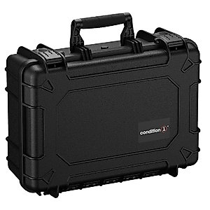 Condition 1 Medium Waterproof Hard Case with Foam, Heavy-Duty Protective Portable Storage Travel Hard Shell Carrying Cases for Camera, Electronics, Tools, Tactical Gear, 18" x 14" x 7"#801, Black