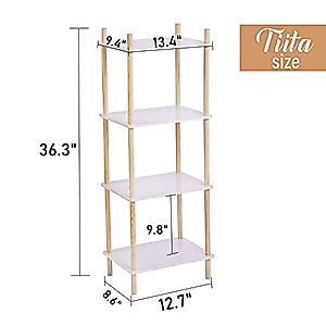 Tiita Corner Standing Shelf Bookshelf Unit - White Small Bookcase Multipurpose Rack Shelving Plant Stand Storageor Living Room Home Office