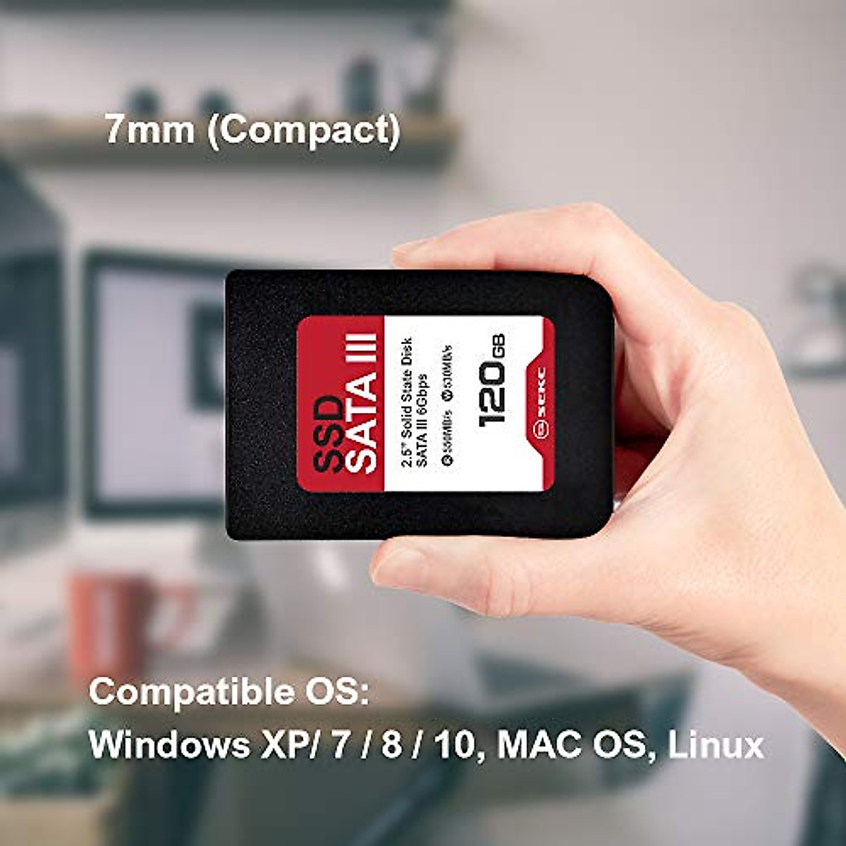 SEKC 120GB SSD SATA III 6 Gb/s, Up to 550/530 MB/s Read/Write Speed, Internal 2.5" 7mm (SS310120G)