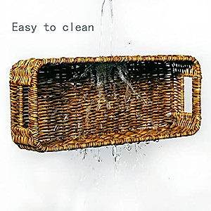 Aevtih Rattan Basket for Toilet Paper, Baskets for Storage with Built-in Handles, Bathroom Basket & Towel Storage, Basket for Toilet Tank Top Paper