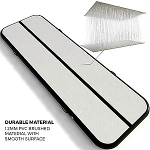 Air Track Gymnastics Tumbling Mat Inflatable 10ft 13ft 16ft 20ft Flooring Mat Yoga Training Mat 4 Inch Thickness for Home Use/Training/Cheerleading/Yoga/Water Fun (Black, 4m)