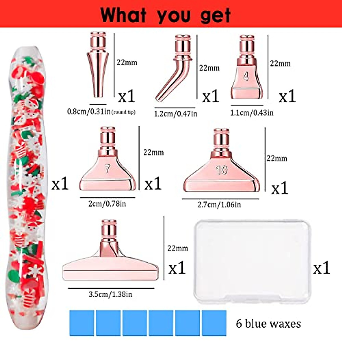 Rose Gold Metal Stainless Steel Tip Resin Diamond Painting Art Club Sticky Drill Dot Pen Stylus Kits Set Accessories Tool with Wax for 5d DIY Diamond Painting Gem Nail Art Christmas