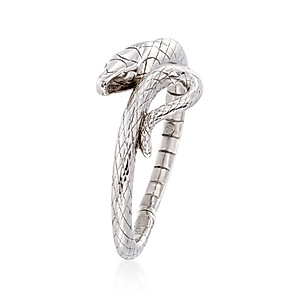 Ross-Simons Italian Sterling Silver Snake Bypass Bangle Bracelet. 7 inches