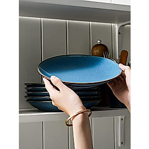 LE TAUCI Salad Plates 8.5 Inch, Ceramic Dessert Plate Set, Kitchen Serving Dishes for Housewarming Thanksgiving Christmas, Microwave Oven Safe - Set of 6, Reactive Glaze, Ceylon Blue