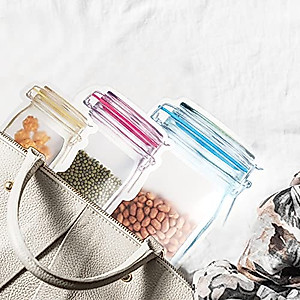 ASTER 20pcs Reusable Mason Jar Ziplock Bags Storage for Food Snack Sandwich, Airtight Seal Leak Proof Food Bag, Resealable Zipper Bottles Shaped Baggies for Kitchen Travel Camping and Kids