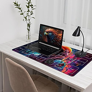 Playmat for OCG, Game Play Mat for TCG CCG 24 x 14 inch with Non-Slip Rubber Base and Stitched for Board Games and Table Magic, Astronaut in Space