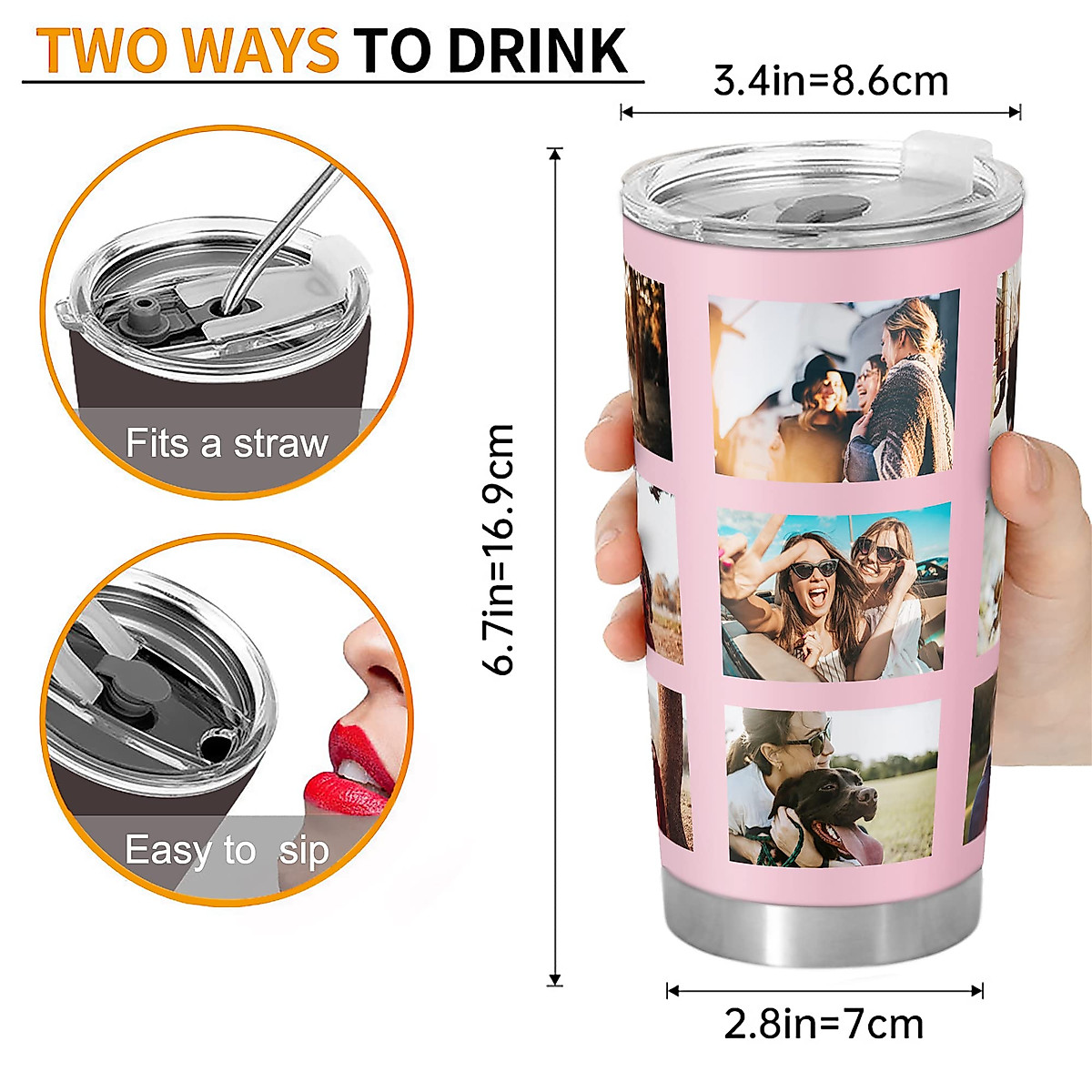 YESCUSTOM Personalized 30oz Photo Coffee Mugs Double-Side Print Custom 1-9 Photos Stainless Steel Tumblers Double Wall Vacuum Insulated Travel for Men Women Office Funny Cup Gifts for Her Him