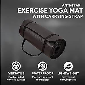BalanceFrom All-Purpose 1-Inch Extra Thick High Density Anti-Tear Exercise Yoga Mat with Carrying Strap (Black)