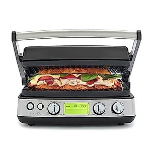 GreenPan Elite 7-in-1 Multi-Function Contact Grill & Griddle, Healthy Ceramic Nonstick Aluminum, Two Sets of Grill & Waffle Plates, Adjustable Shade & Shear, Closed Press/Open Flat Surface, Black
