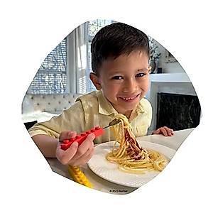 Rucher Interlocking Brick Utensils for Children. 3-Piece Fun Interlocking Block Set of Spoon Fork and Knife. Stainless Steel Toy Silverware Set for Home, Lunch Box, Travel or Birthday.