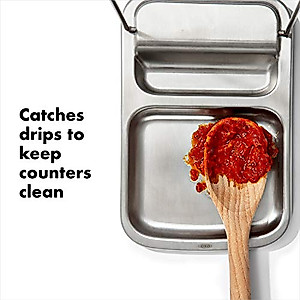 OXO Spoon Rest with Lid Holder, 3x4x1in, Stainless Steel