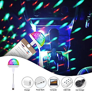 4Pack USB Mini Disco Ball Light, Sound Activated Party Lights DJ Strobe Light for Halloween toys Favors,Parties,Karaoke,Wedding,Birthday DJ Bar,Led Car USB Atmosphere Light (White)