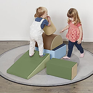 ECR4Kids SoftZone Climb and Crawl Playset, Building Blocks, Earthtone, 5-Piece