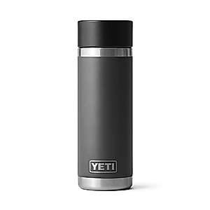 YETI Rambler 18 oz Bottle, Stainless Steel, Vacuum Insulated, with Hot Shot Cap, Charcoal