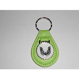 FIREBIRD OR TRANS-AM BLACK BIRD LOGO LEATHER KEYCHAIN - BRIGHT GREEN
