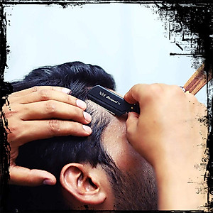 Professional Wood Barber Edge Razor-Salon Quality Cut Throat Shavette Straight Razor, Premium Stainless Steel Quality Single Blade Straight Edge - Moustache & Beard Shaper Men's Manual Shaver Safety