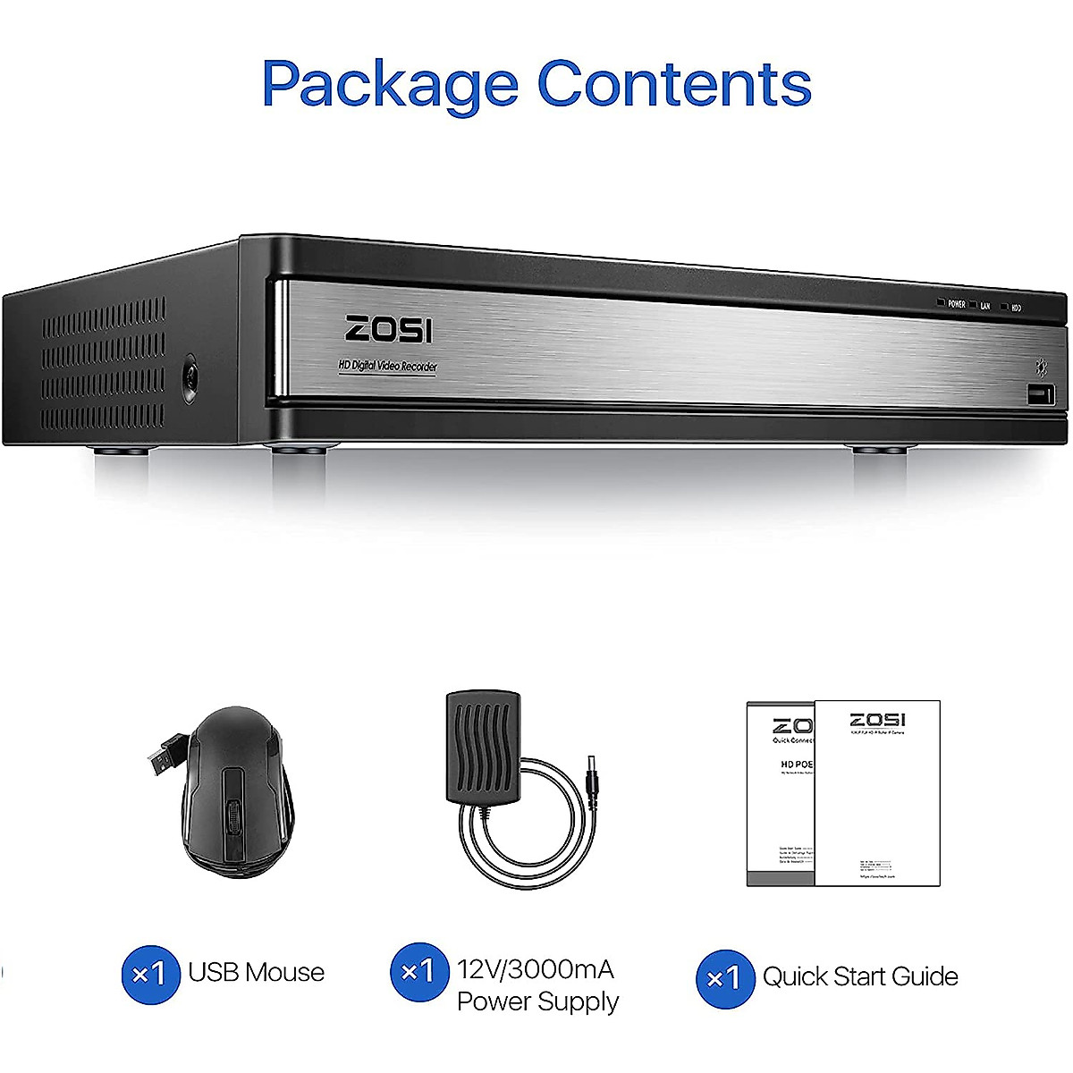 ZOSI H.265+ 16CH Full 1080P Video Security DVR Recorder with 2TB Hard Drive, Hybrid 4-in-1 Surveillance CCTV DVR for 960H/CVI/TVI/AHD Home Security Cameras system (Renewed)