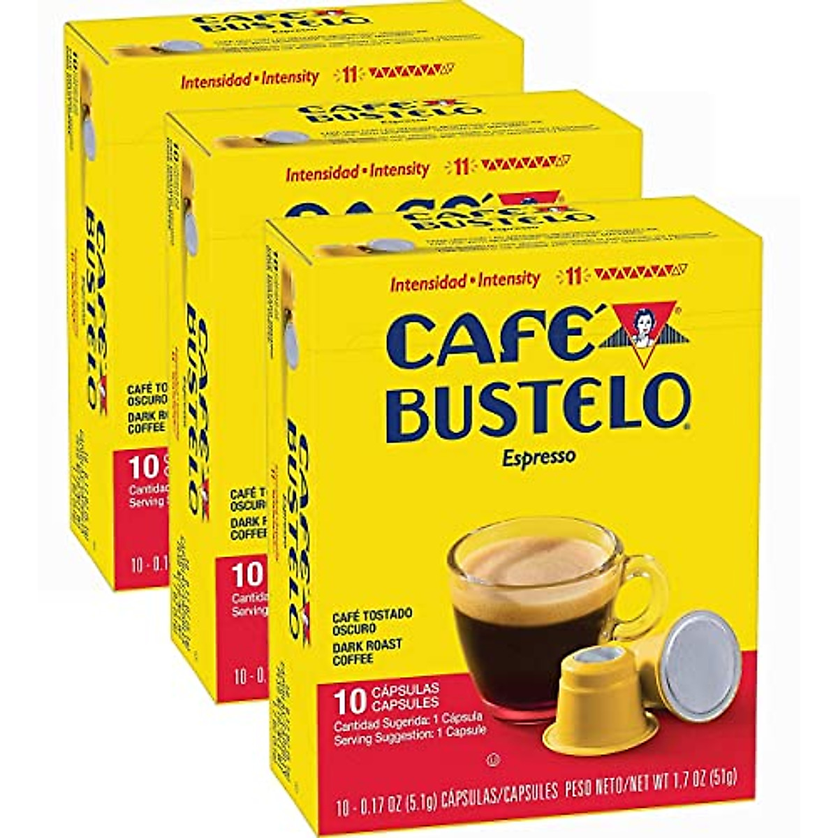 Nespresso Cafe Bustelo Coffee Espresso Capsules, 30 Count