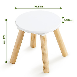 Beright Wooden Step Stool for Kids, 9 Inch Round Kids Chair fit with Sensory Table, Sturdy Sitting Stool with Assembled Four-Legged for Children Toddler, 1 Pack