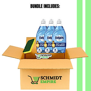 Ultra Dawn Liquid Dishwashing Soap (original scent 18 fl oz) includes SchmiidtEmpire Sticker + Cleaning Sponge (Pack of 3)