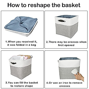 JANFOUR Cube Storage Bins,13 Inch Storage Baskets for Organizing Shelves Linen Closet Nursery,Fabric Cubes Basket with Handles for Toys Clothes,Basket with 4 Basket Bin Labels…