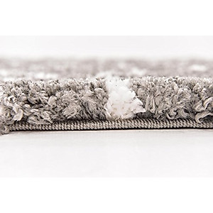 Unique Loom Rabat Shag Collection Area Rug - Marble (5' 1" x 8' Rectangle, Gray/ Ivory)