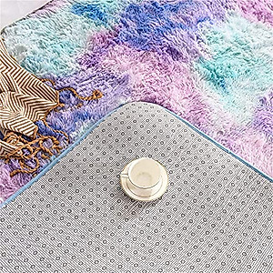 A Nice Night Shaggy Fluffy Faux Fur Area Rug Door Mat,Tie Dye Style,Softest, Luxurious Shag Carpet Rugs for Bedroom, Living Room, Luxury Bed Side Plush Carpets, Rectangle (Light Purple, 3' x 5')