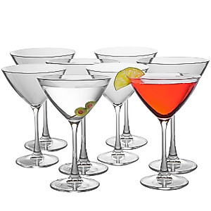 D'Eco Unbreakable 9 oz Stemmed Martini Glasses (Set of 8) - Reusable Shatterproof Espresso & Dirty Martini Glasses - Perfect for Hosting Parties & Entertaining - Mixed Drink & Cocktail Glasses Set