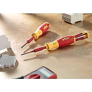 Wiha 28393 Insulated Slim Line Precision Pop Up Screwdriver Set, Slotted, 7-Piece, Red
