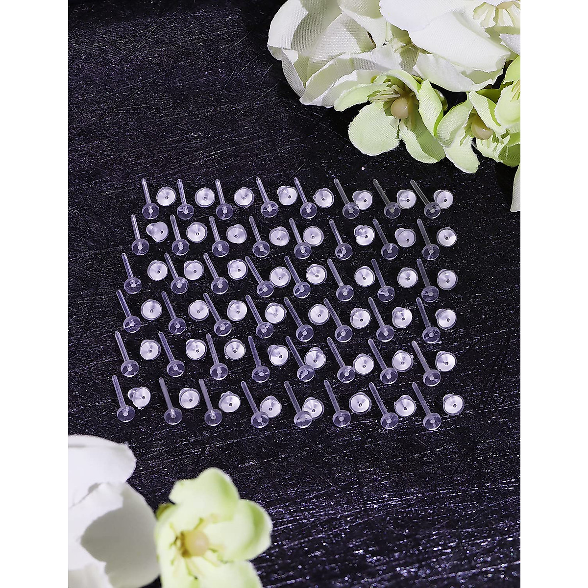 Ocptiy Clear Plastic Earring Stud Retainer Set Acrylic Silicone Invisible Earrings Post 20G Bioflex Flat Ear Tragus Cartilage Helix Earring Pin Ring Spacers Piercing Jewelry Men Women Work Sport