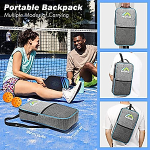 MoKo Pickleball Paddles Set of 4, Fiberglass Surface Raquette Set Honeycomb Core with 4 ballls+2 Ball Retriever+4 Replacement Soft Grip+1 Bag, Gift for Kids Men Women, Blue+Purple