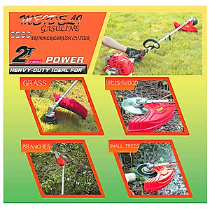 Meideli Grass Trimmer 52cc - 5 in 1 Gas Powered Brush Cutter Gas String Trimmer Hedge Trimmer Pole Saw Trimmer for Quick Weed Grass Cleaning Crop Seed Soil Protection Tools