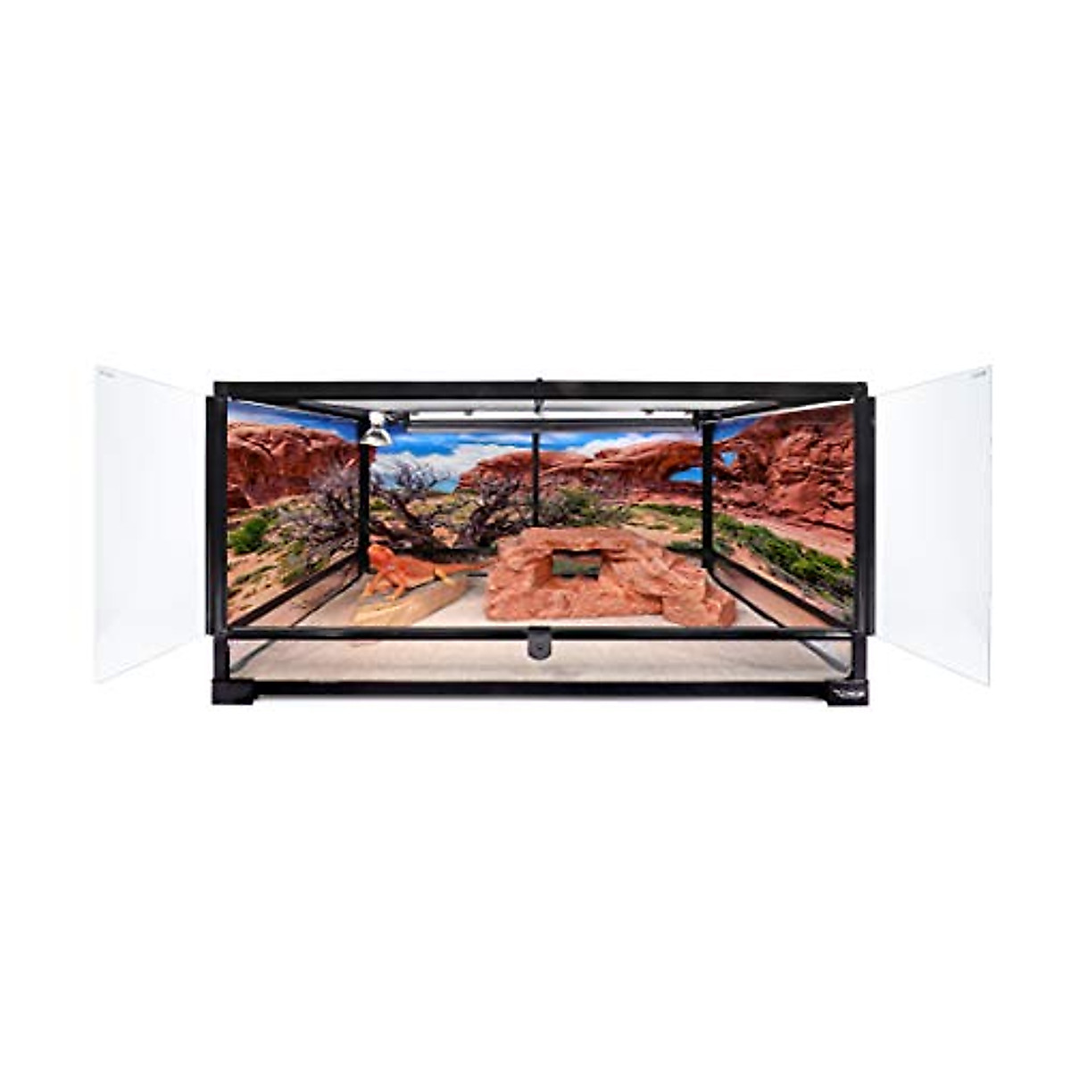 Reptile Habitat Background; Double Arch with Tree, for 48Lx24Wx18H Terrarium, 3-Sided Wraparound