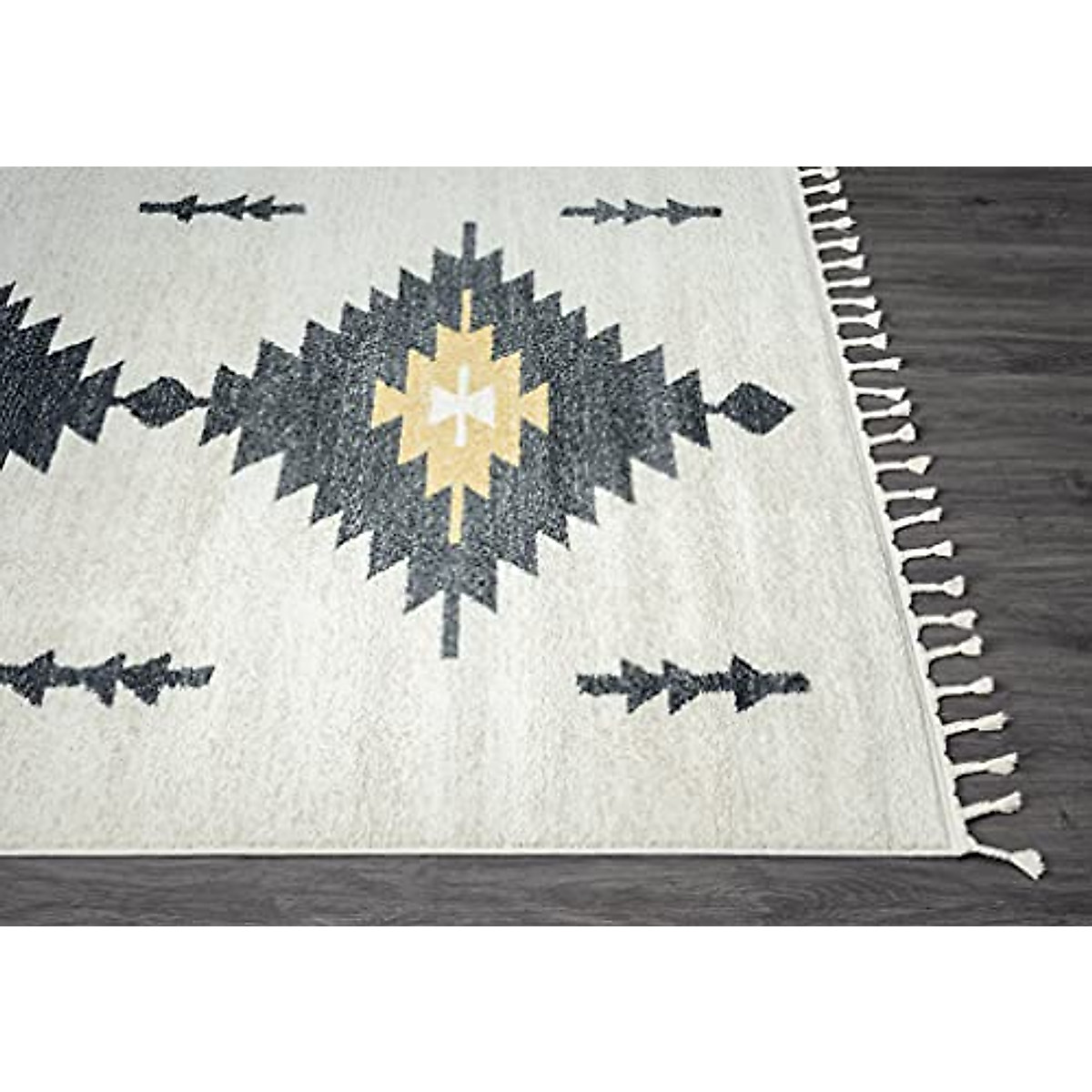 Abani Contemporary Southwestern Print 5'3" x 7'6" (5'x8') Area Rug - Non-Shed Yellow & Grey Rugs Living Room Rug
