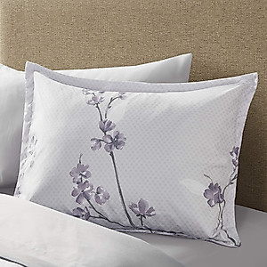 Comfort Spaces Bed in A Bag - Trendy Casual Design Cozy Comforter with Complete Sheet Set with Side Pocket, All Season Cover, Matching Shams Twin XL(66 in x 90 in), Kate, Grey/Purple 6 Piece