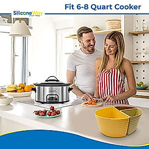 SiliconeWay 6PCS Slow Cooker Liners Set of 3 for Slow Cooker 6-8 QT – Triple Slow Cooker Divider Includes Silicone Gloves, Spoon – BPA Free Durable Silicone Divider Insert – CrockPot & Non-Stick