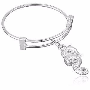 Alex and Ani Expandable Wire Ring, Seahorse, Sterling Silver Stackable Ring, Size 7-9