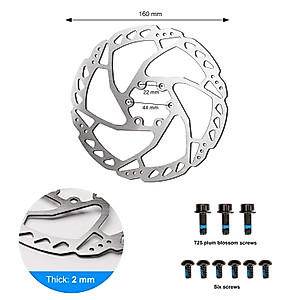 RUJOI Bike Disc Brake Kit, Aluminum Rear Caliper, Full Aluminum Alloy Bicycle Brake Lever, 160mm Rotor, Mechanic Tool-Free Pad Adjuster for Road Bike, Mountain Bike (1 Set)